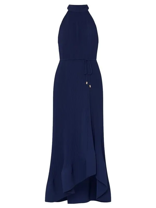 MILLY Nalani Pleated Midi-dress - Navy