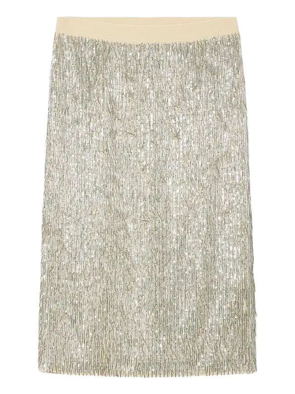 Marina Rinaldi Sequinned Tulle Skirt - Silver