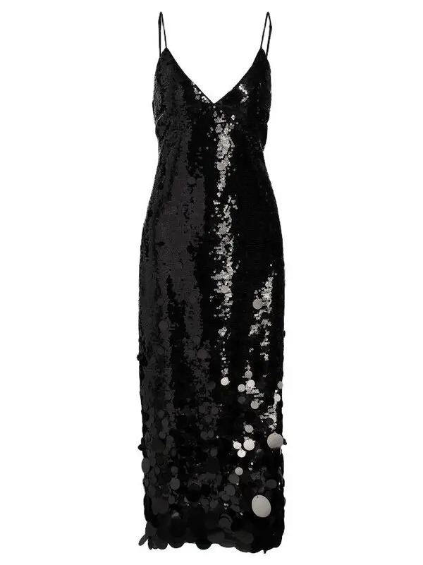 MILLY Rae Sequin-embellished Midi-dress - Black