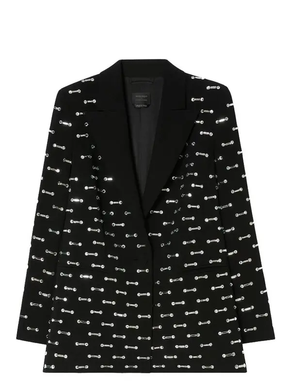 Marina Rinaldi Rhinestone Detail Cady Blazer Jacket - Black