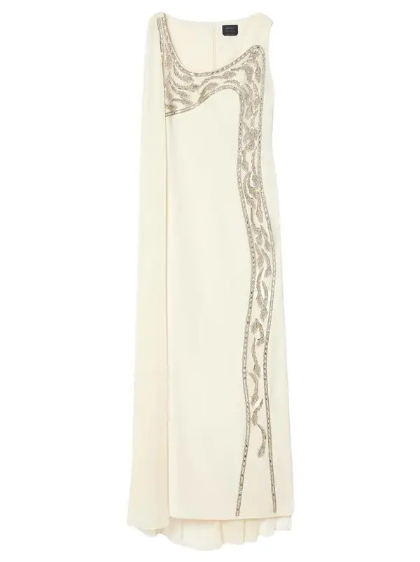 Marina Rinaldi Embroidered Cady Dress - Light Yellow