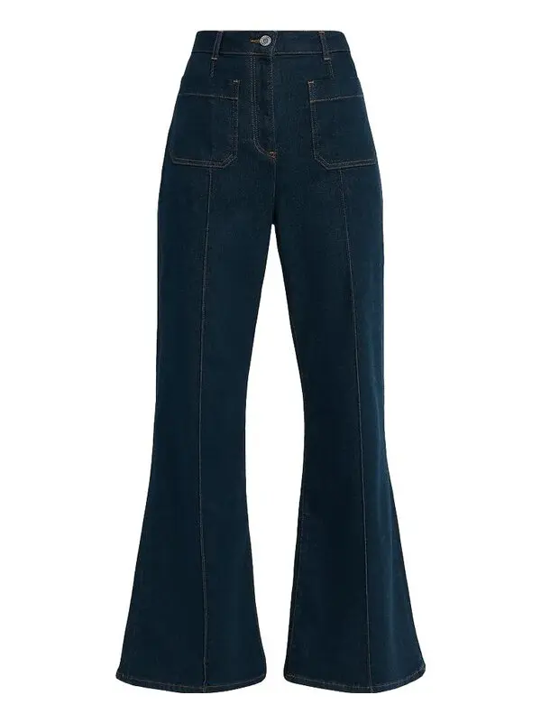 REISS Sakura High-rise Stretch Flare Jeans - Dark Blue