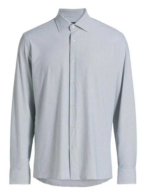 SAKS FIFTH AVENUE Collection Vertical Mini-striped Button-front Shirt - Grey