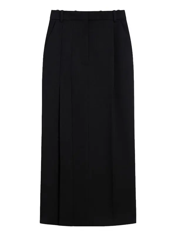 Givenchy Slashed Midi Skirt In Wool - Black