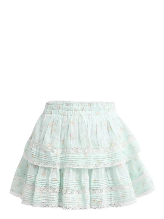LoveShackFancy Floral Ruffle Mini Skirt - Celadon Drift