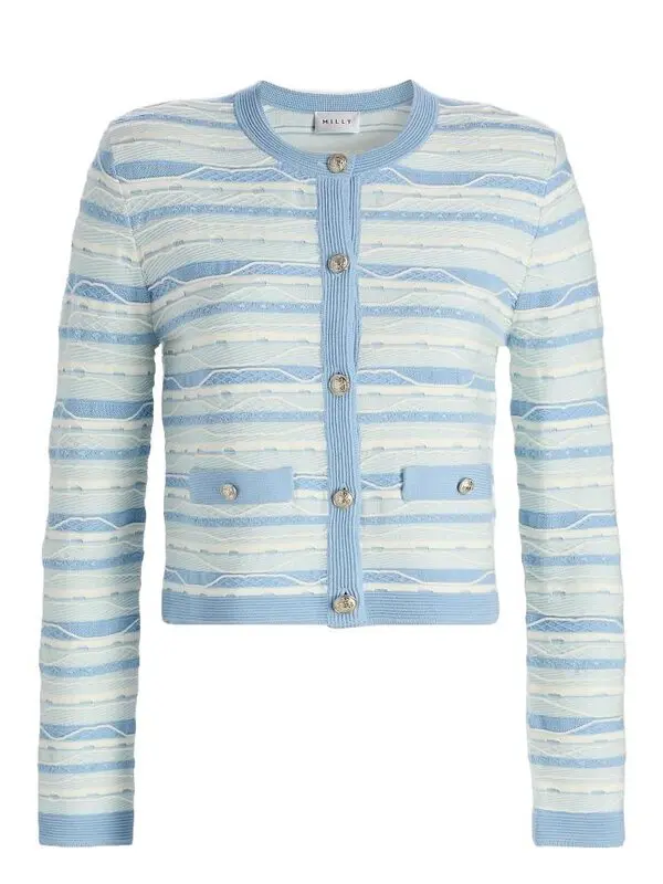MILLY Skye Striped Cardigan - Blue Multi