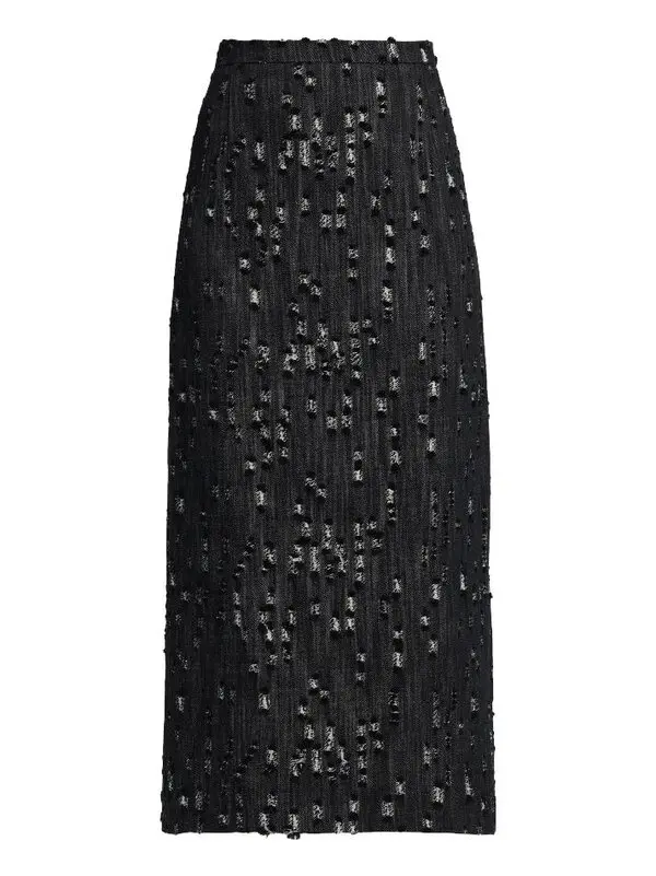 Michael Kors Frayed Denim Pencil Midi-skirt - Black