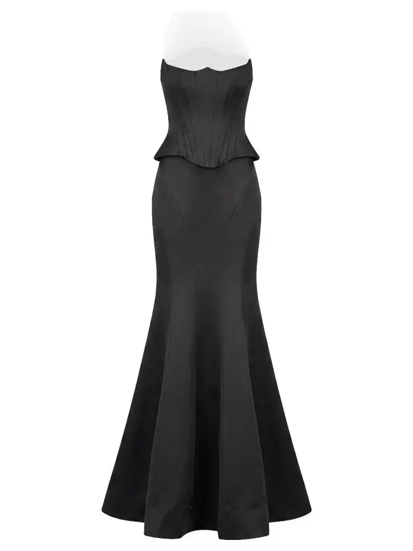 Mac Duggal Satin Strapless Trumpet Gown - Black
