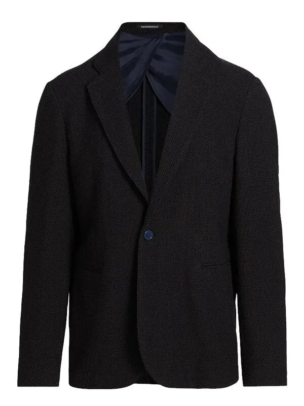 Emporio Armani Textured Unlined Soft Jacket - Blue Multi