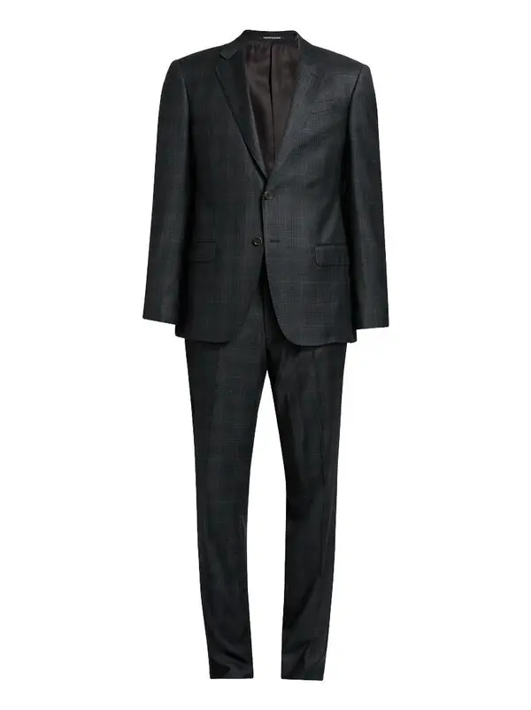 Emporio Armani Plaid Wool Single-breasted Suit - Grey