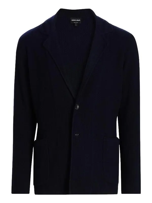 Giorgio Armani Wool-blend Knit Blazer - Solid Medieval