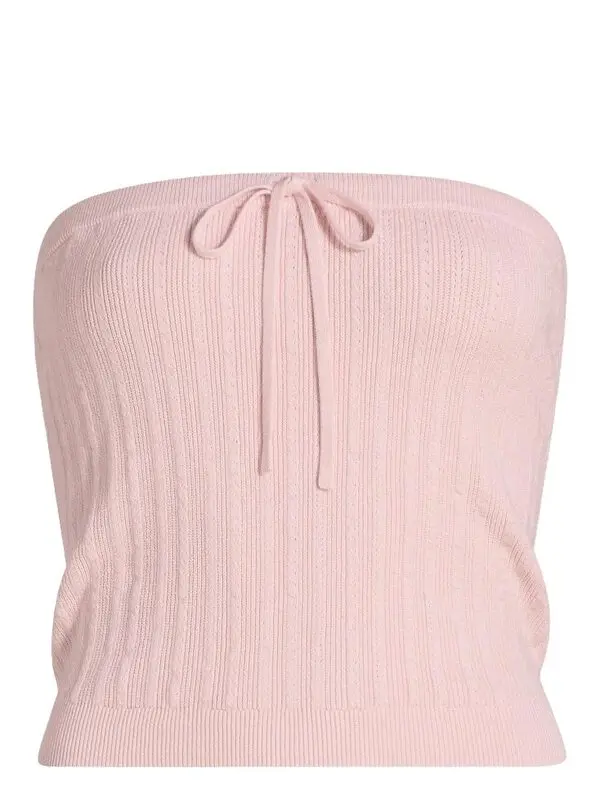 REFORMATION Zazie Knit Cotton-blend Strapless Top - Cherry Blossom