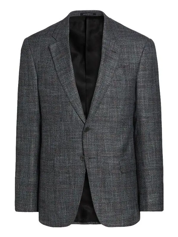 Emporio Armani Textured Wool-blend Sport Coat - Grey