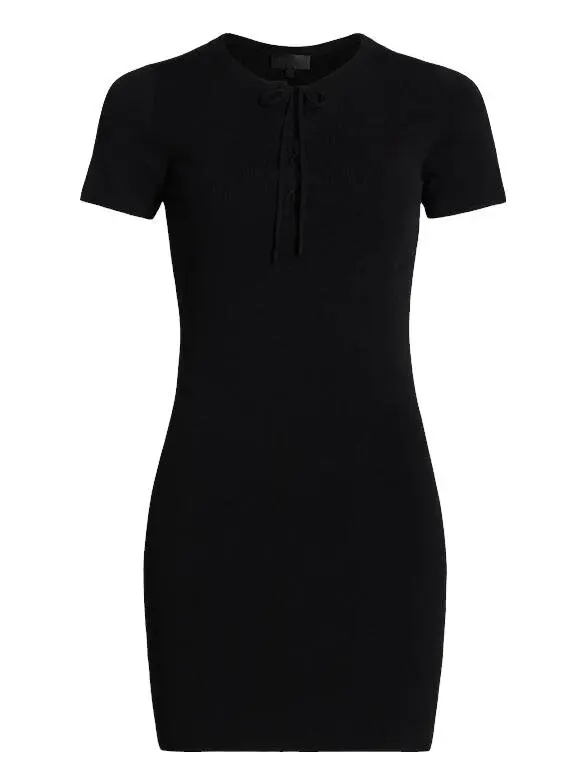 NILI LOTAN Palma Lace-up Mini Sweaterdress - Black