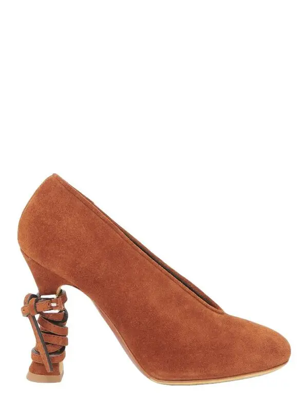 Moschino Duck 100m Wrap Suede Pumps - Rust