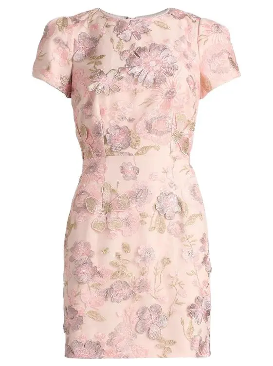 MILLY Daisy Floral-embroidered Minidress - Blush