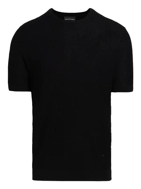 Emporio Armani Chain Stitch Wool T-shirt - Black