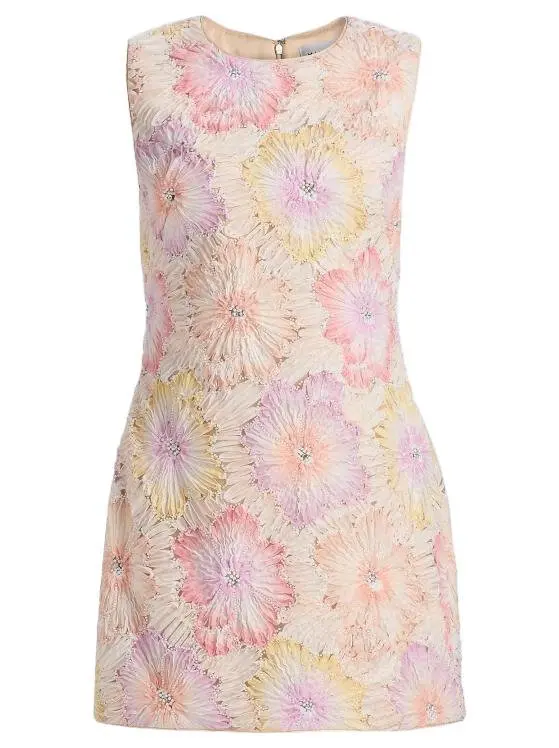 MILLY Ivette Floral Embroidered Minidress - Rainbow Multi