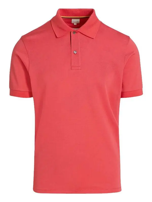 Paul Smith Straight Placket Cotton Polo Shirt - Bubblegum Raspberry
