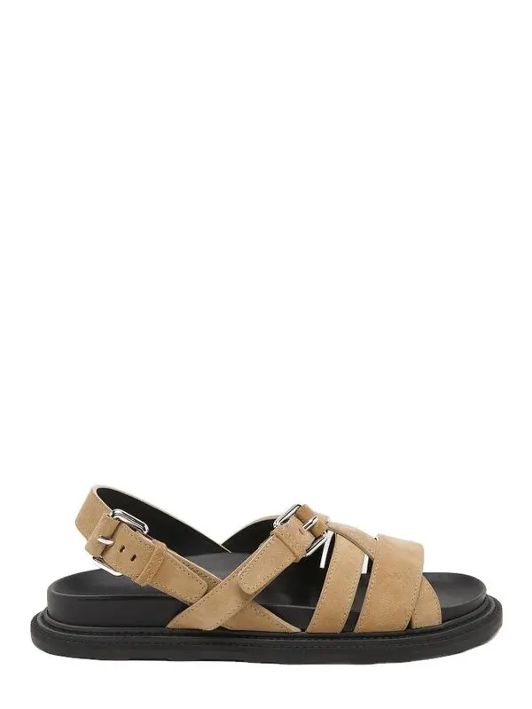 Moschino Suede Buckle Sandals - Beige
