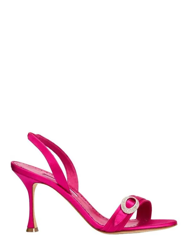 Manolo Blahnik Zutosan 90mm Satin Slingback Sandals - Pink