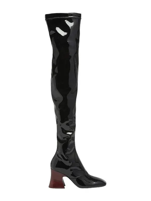 Chloé Janis 80mm Patent Leather Over-the-knee Boots - Black