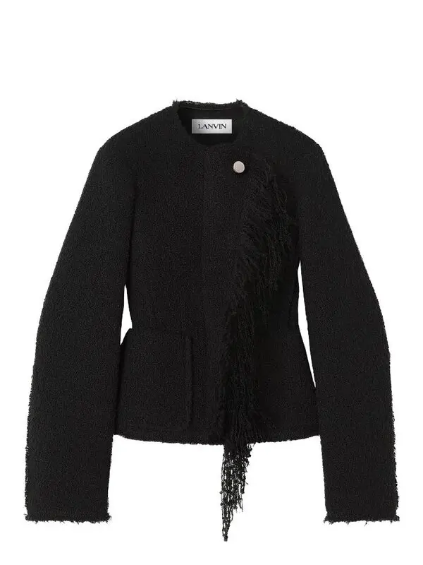 LANVIN Asymmetrical Jacket In Boucle Wool - Black