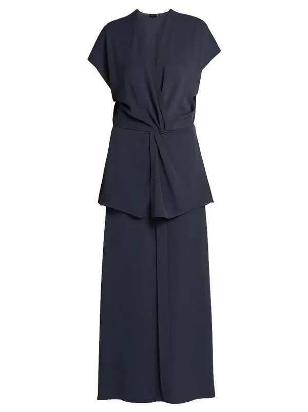Giorgio Armani Twist Silk Layered Maxi Dress - Graphite