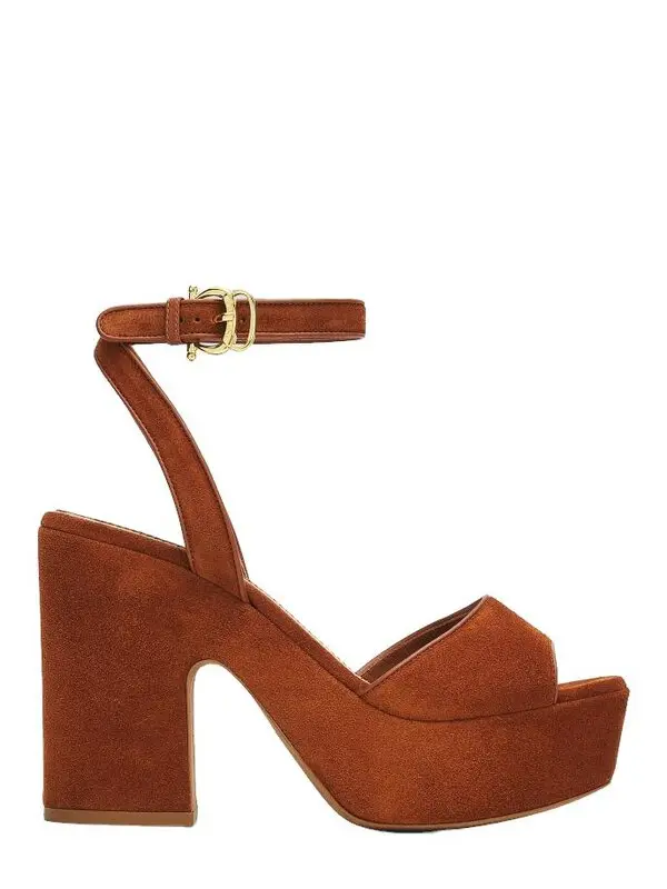 POLLINI 110mm Suede Platform Sandals - Hide