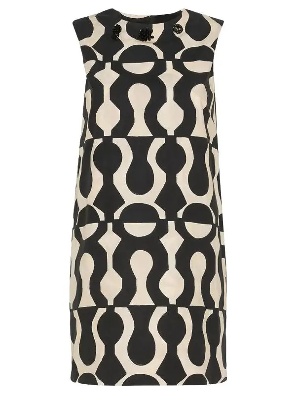 Max Mara Printed Cotton Poplin Dress - Black Multi