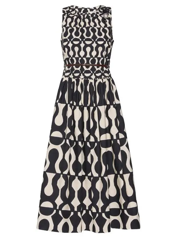 Max Mara Printed Cotton Poplin Dress - Black