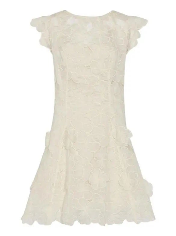 MILLY Myla 3d Floral-embroidered Minidress - Ecru