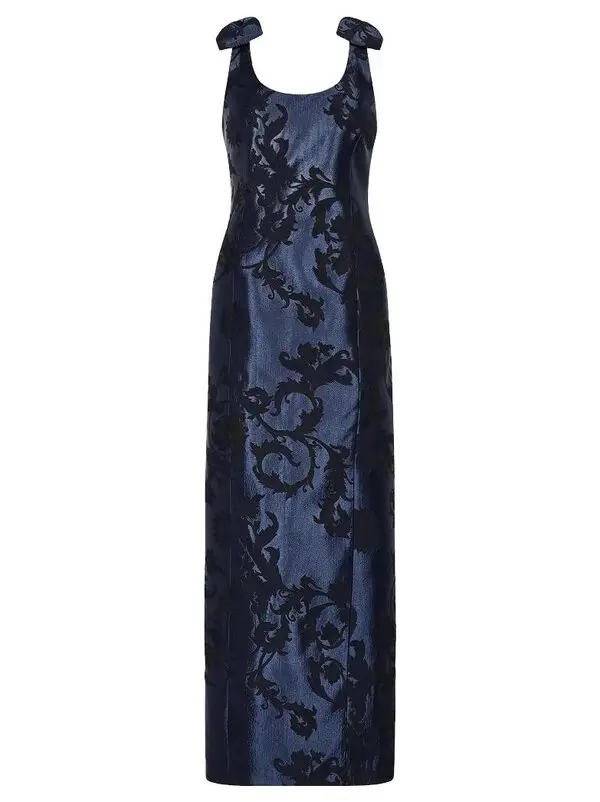 MILLY Kaelynn Floral Jacquard Dress - Navy