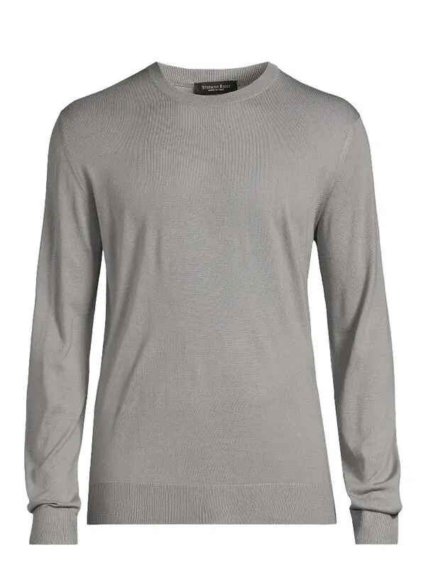 Stefano Ricci Ribbed Wool Sweater - Grey