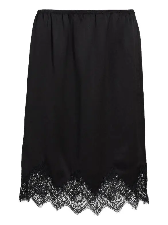 NILI LOTAN Thea Silk Lace-hem Skirt - Black