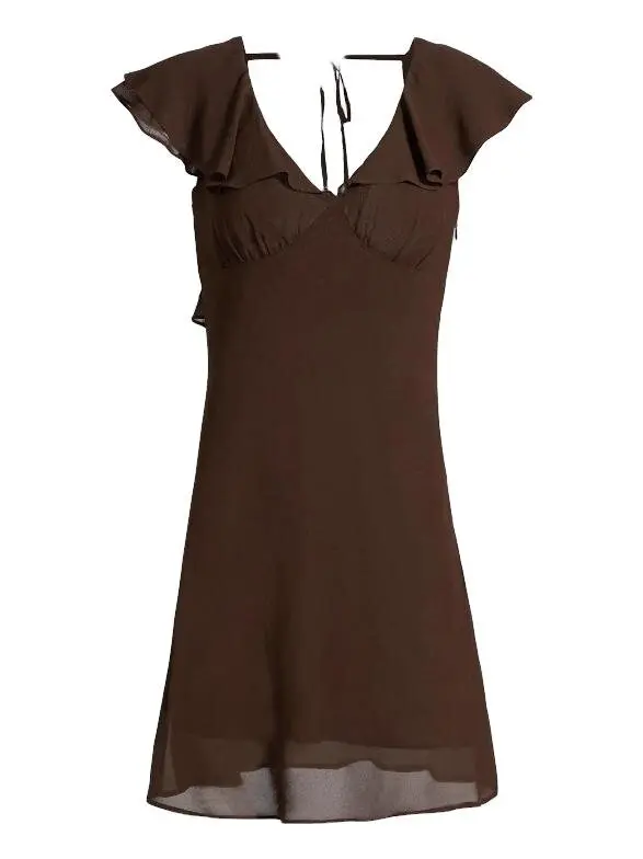 REFORMATION Arni Ruffle Minidress - Cafe
