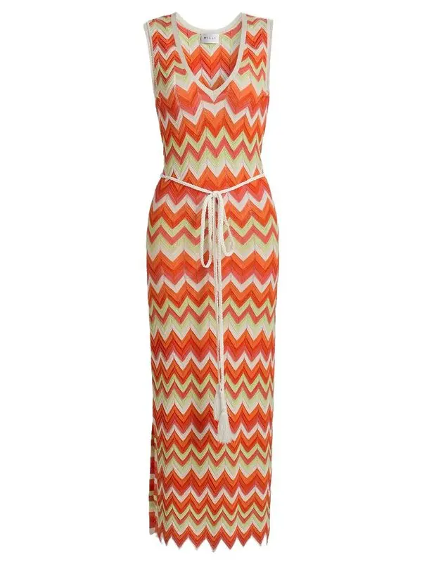 MILLY Kaela Zigzag Knit Cover-up Dress - Orange Multi