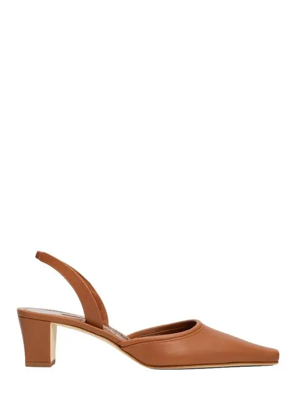Manolo Blahnik Vendona 50mm Leather Block-heel Pumps - Medium Brown