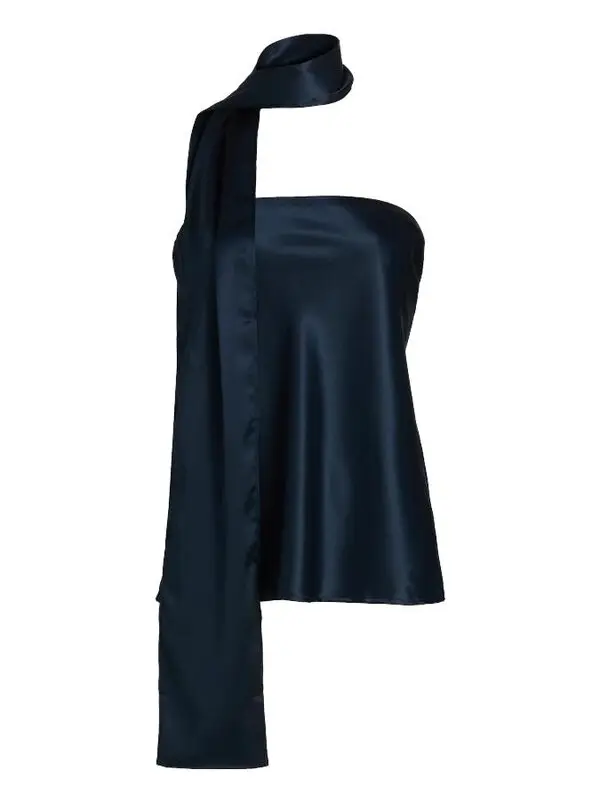 REFORMATION Sienna Satin Strapless Top - Midnight