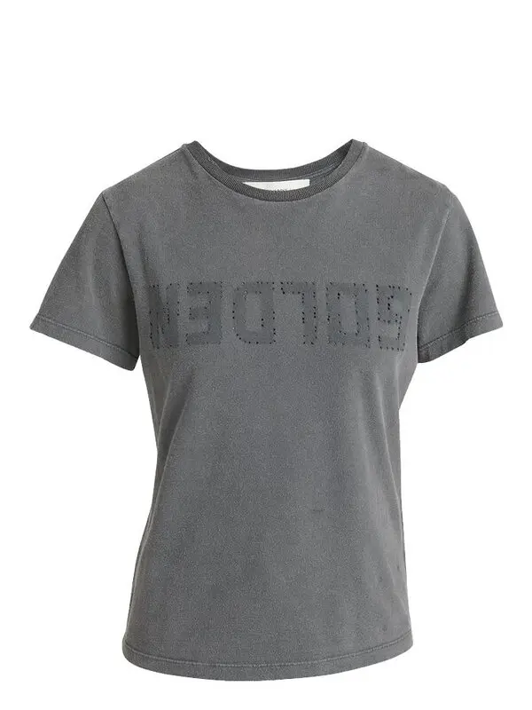 GOLDEN GOOSE Golden Distressed Crewneck Logo T-shirt - Grey