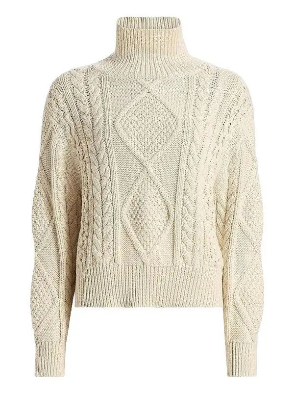 NILI LOTAN Kimmy Cotton-cashmere Turtleneck Sweater - Ecru