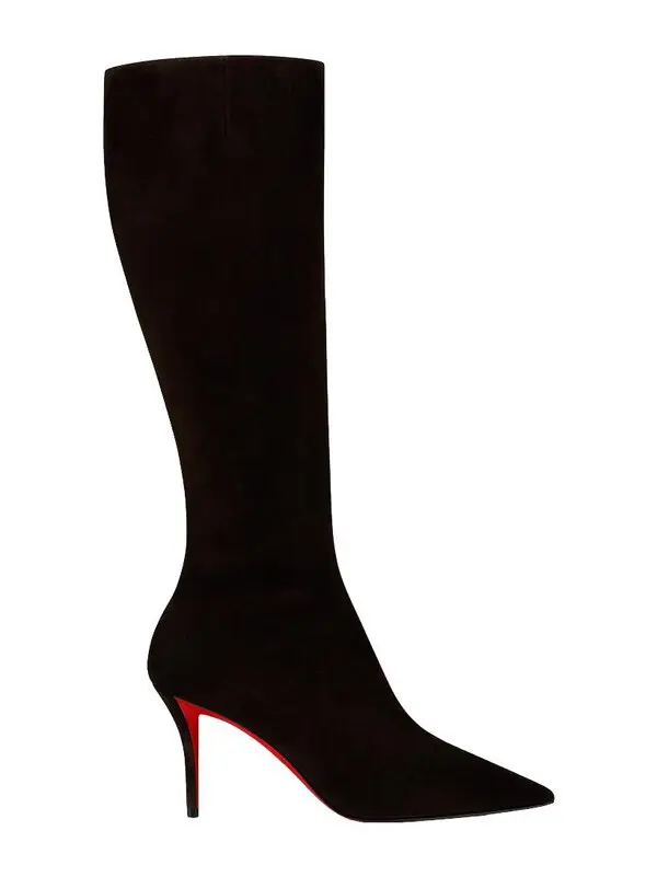 CHRISTIAN LOUBOUTIN Miss Z Botta 80mm Veau Velours Calf Knee High Boots - Cafe