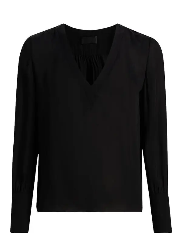 NILI LOTAN Mariposa Silk V-neck Blouse - Black