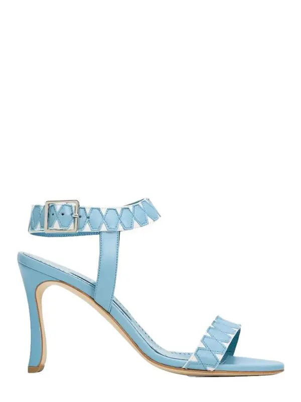 Manolo Blahnik Coron Geometric Leather Sandals - Blue