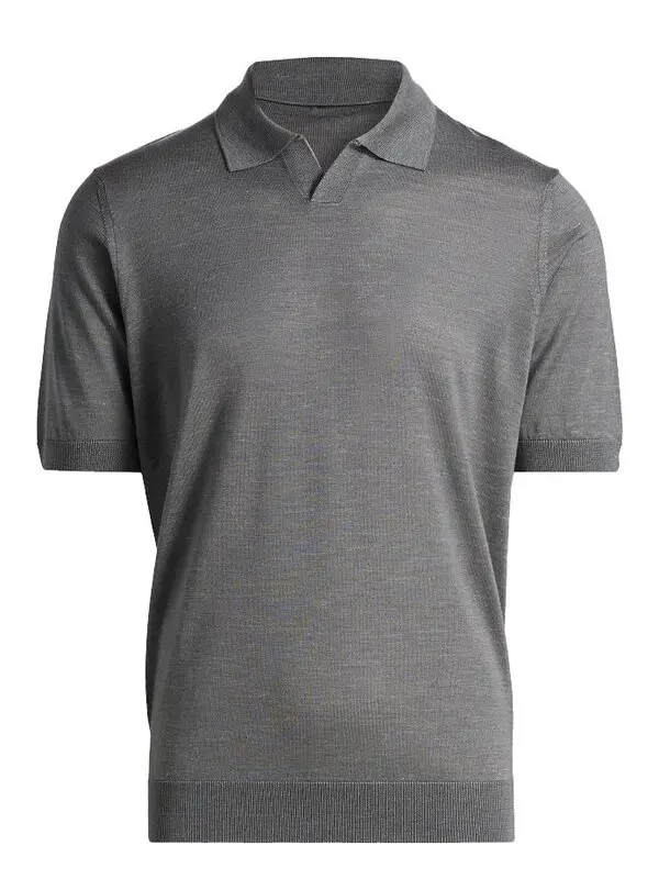 SAKS FIFTH AVENUE Lamar Johnny Collar Short-sleeve Sweater - Grey