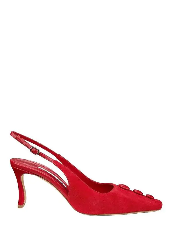 Manolo Blahnik Alexapla 70mm Suede & Leather Pumps - Red