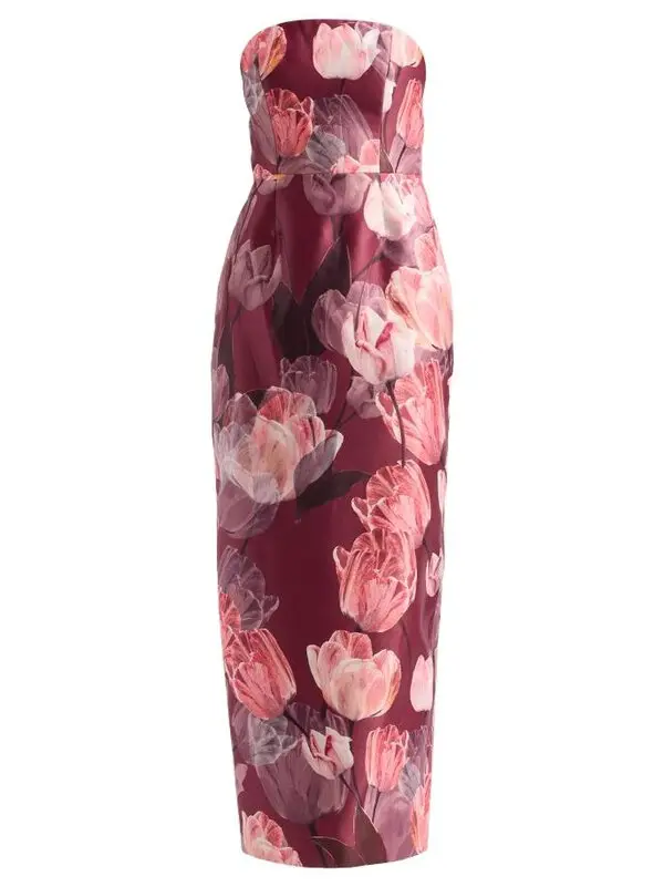 MILLY Orion Tulip Brocade Dress - Red Multi