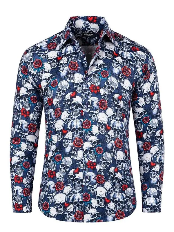 MACEOO Fibonacci Marthyr Skull Rose Shirt - Multicolored