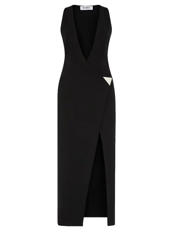Attico Wrap-style Maxi Dress - Black