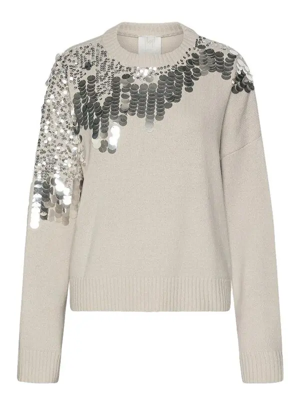 Marella Sequinned Pure Wool Jumper - Turtle Dove